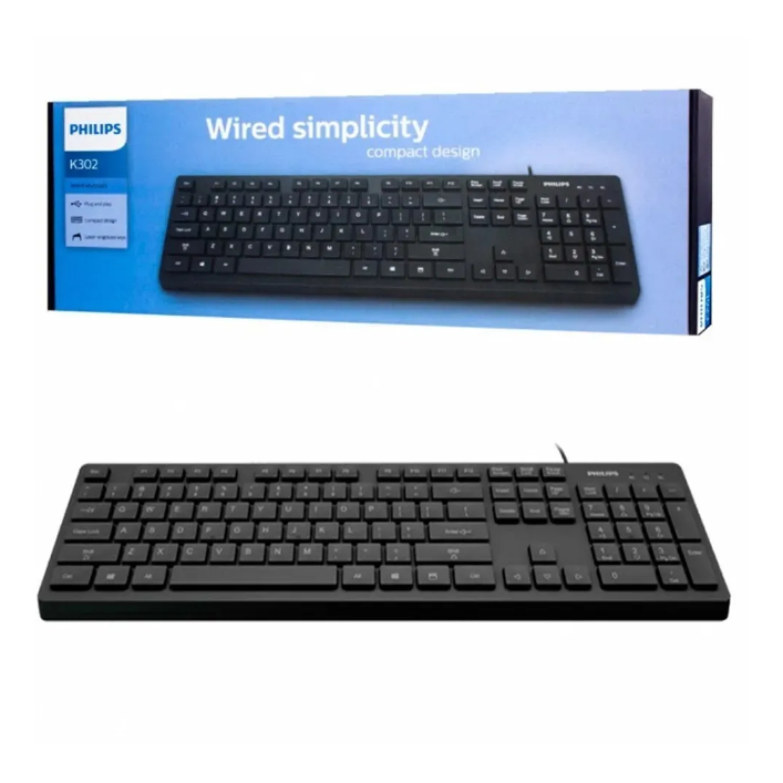 Teclado Philips K302 Wired Simplicity Padrão Americano | Shopee Brasil
