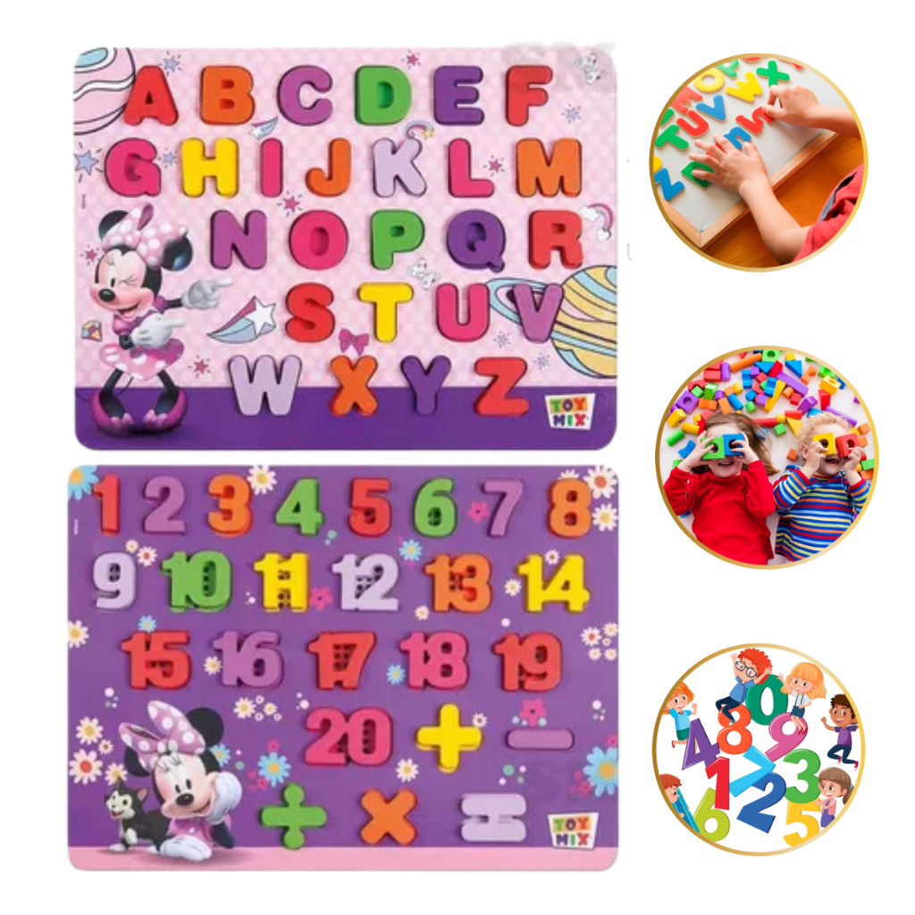 Kit 02 TABULEIROS de encaixe brinquedo quebra cabeça madeira da Minnie ...