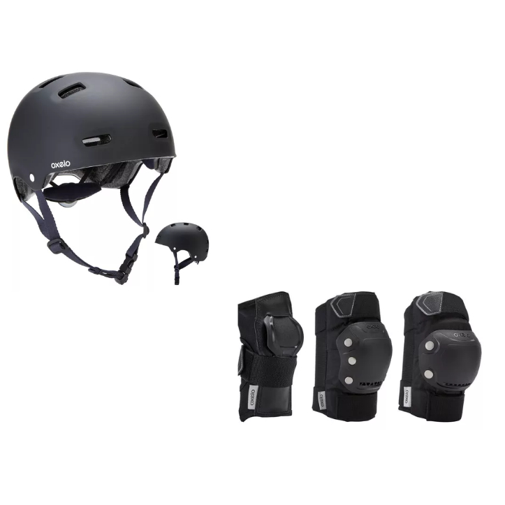 Kit Proteção Oxelo M Preto - Decathlon Completo Com Capacete | Shopee ...
