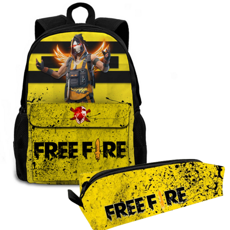 Kit Mochila Free Fire Com Estojo Reforçada Resistente Material Nylon ...