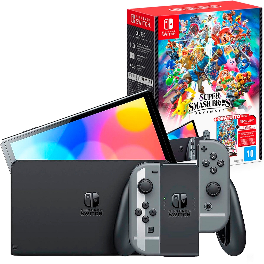 Console Nintendo Switch Oled + Super Smash Bros Ultimate Digital Edição ...