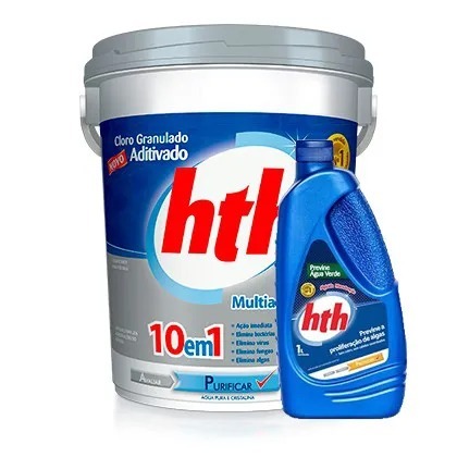 KIT CLORO HTH 10KG + ALGICIDA HTH MANUTENCAO 1L | Shopee Brasil