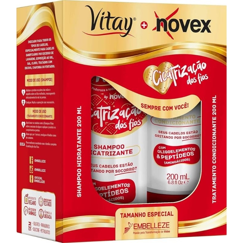 Kit Vitay Novex Cicatrização dos Fios Shampoo + Condicionador 200ml ...