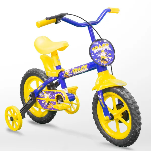 Bicicleta Infantil Track Aro 12 Azul Com Amarelo 3 a 5 Anos | Shopee Brasil