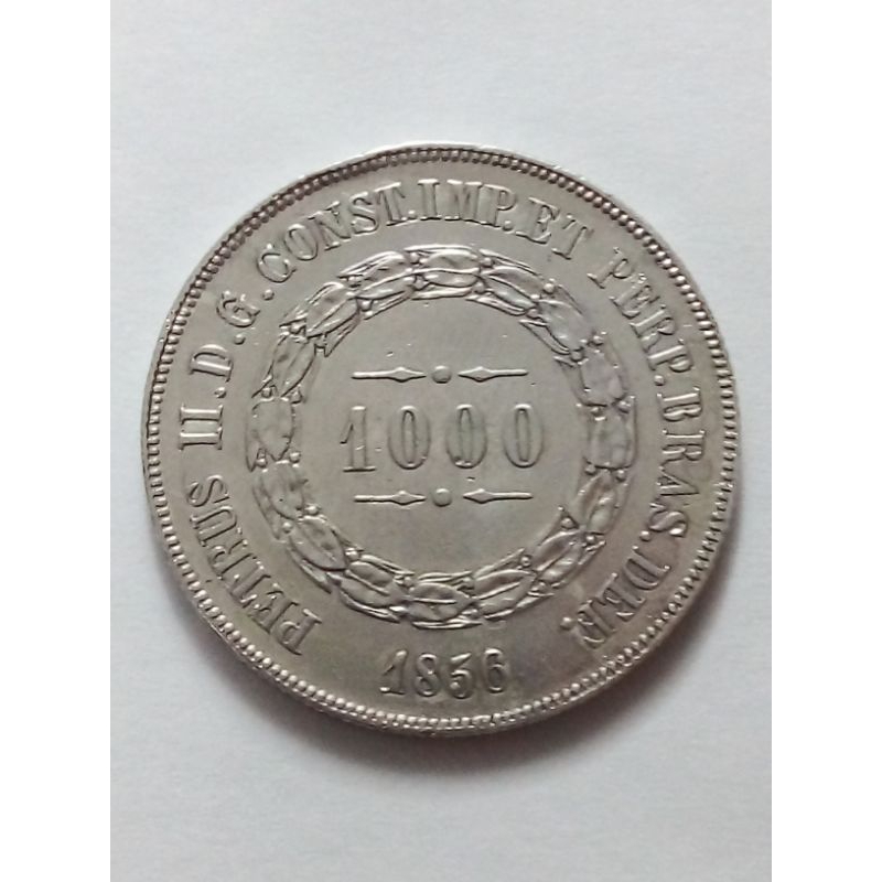 Moeda prata 1000 Réis ano 1856 lote 4243 | Shopee Brasil