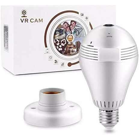 Câmera Lâmpada WIFI Com Visão Noturno VR Cam Full View V380 Bivolt VRX ...