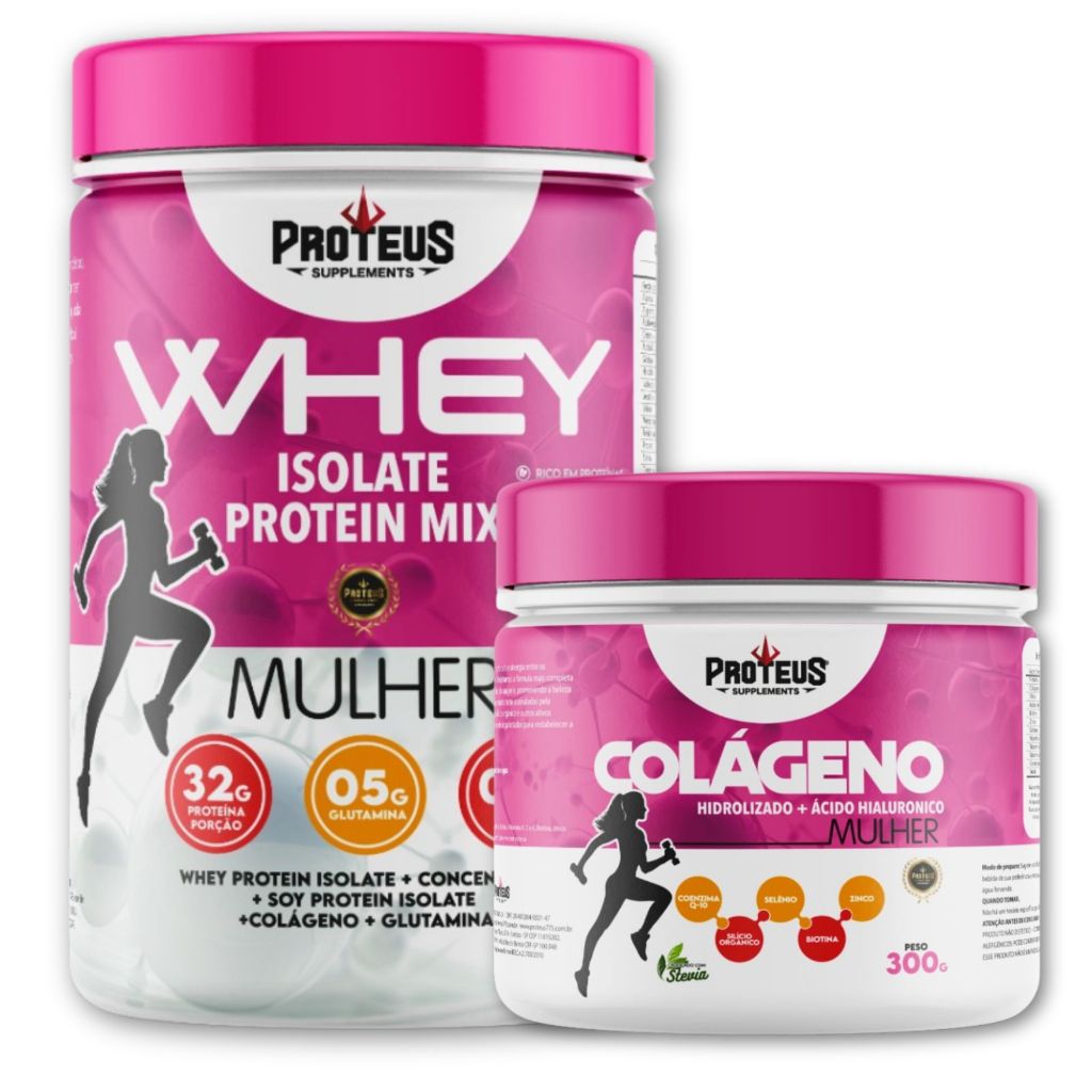 Kit Christine Whey Mulher Isolado pote com 32gr de proteina por porção ...