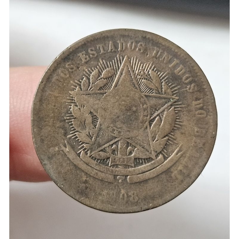 Moeda Brasil 20 reis 1908 vintem poupado vintem ganho | Shopee Brasil