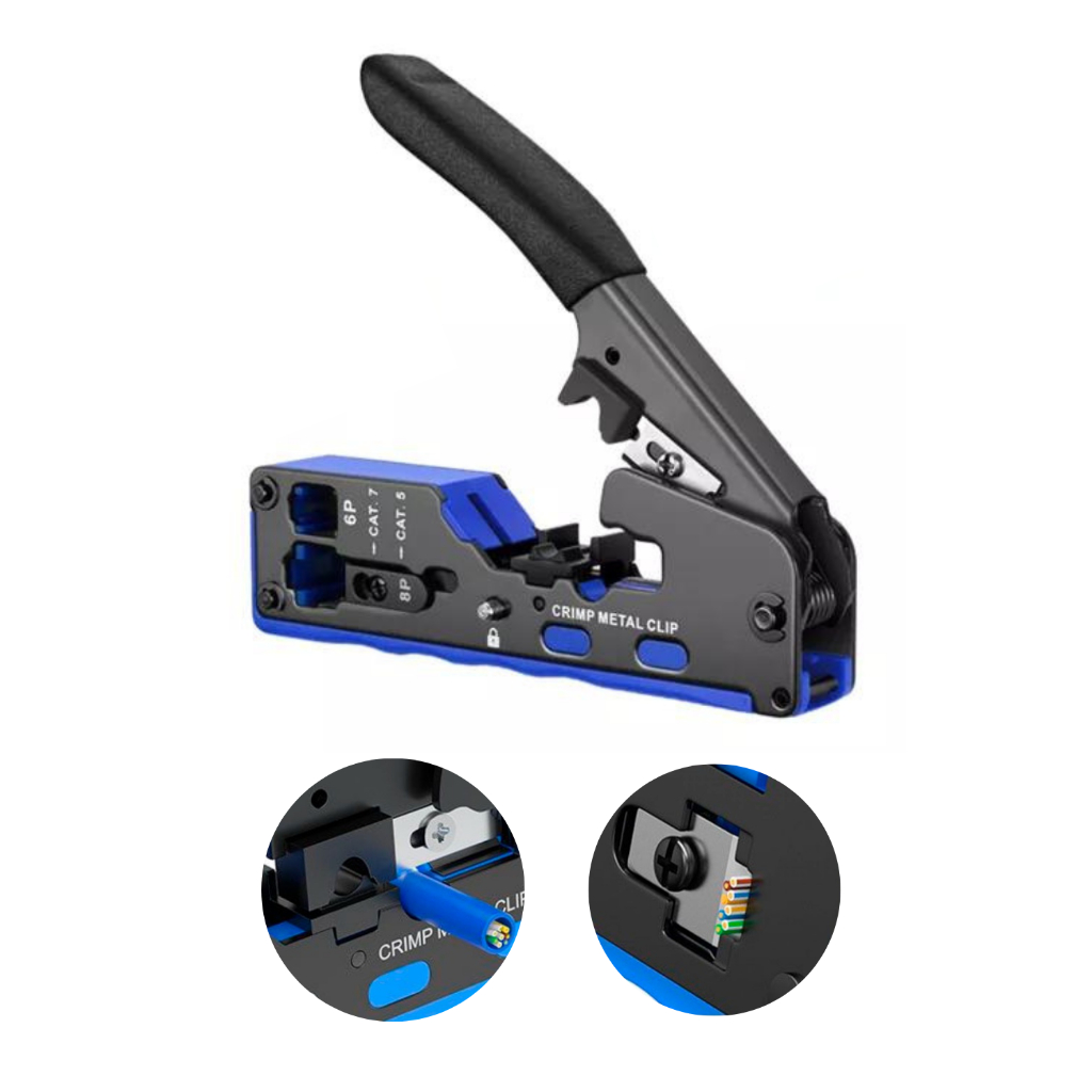 Alicate De Crimpar Rj45 Ez Passagem Rj11 Cat5e Cat6 Cat7 Pró | Shopee ...