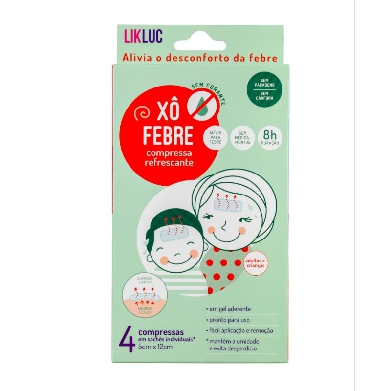 Xô Febre 4 adesivos de compressas refrescantes em gel alívio da dor e ...