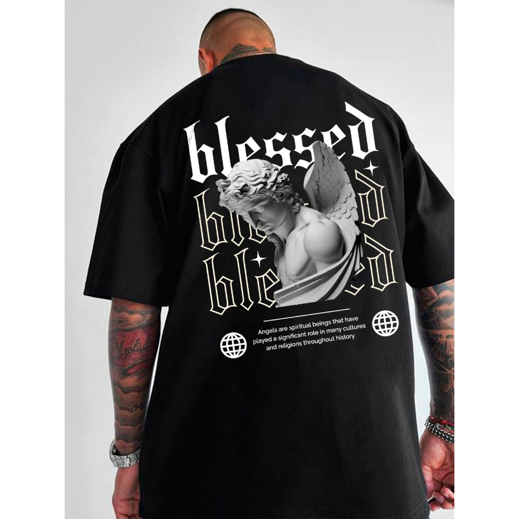 Camiseta Oversized Basic Blessed Streetwear Moda Masculina de Rua ...