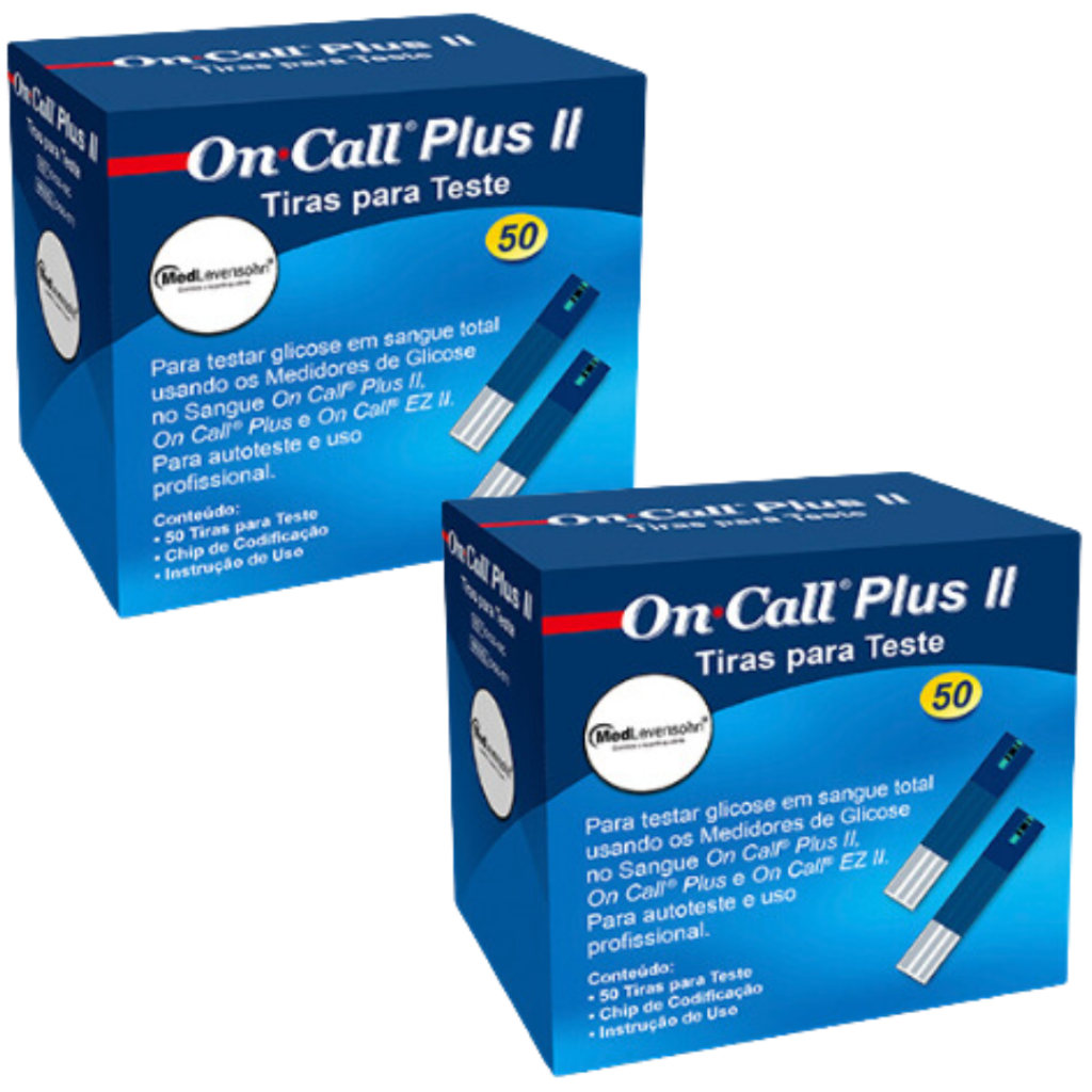 100 Tiras Para Medir Glicemia On Call Plus II (2 Caixas com 50 Tiras ...