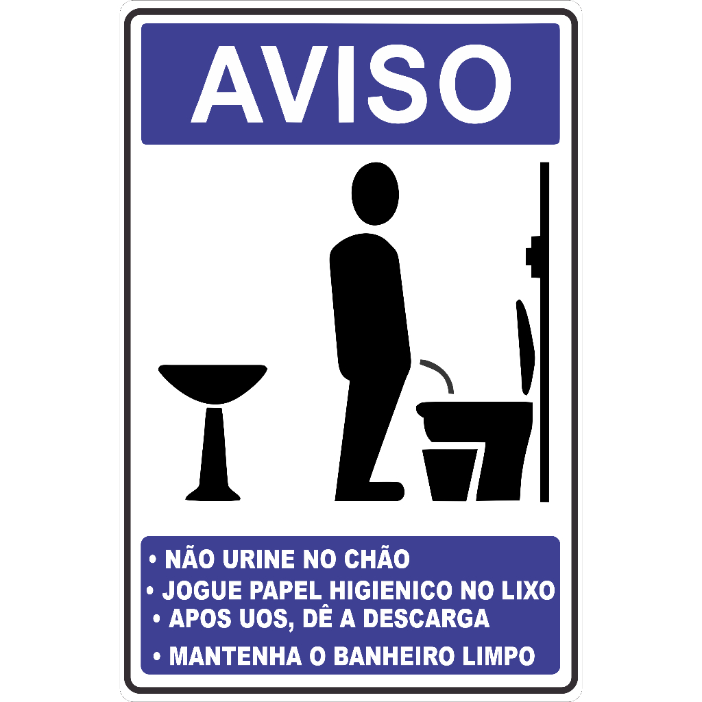 ADESIVO PLACA AVISO SINALIZAÇÃO ATENÇÃO BANEHIRO WC SANITARIO MASCULINO ...