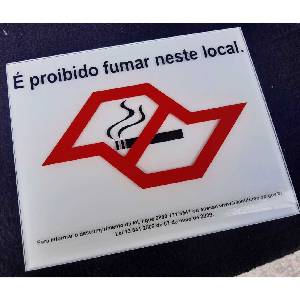 Placa de vidro Aviso Proibido Fumar Neste Local 20x25 cm | Shopee Brasil