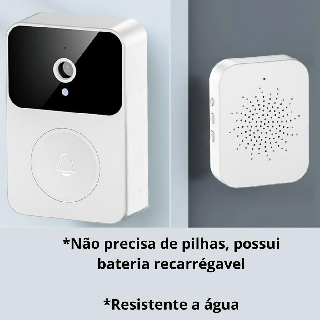 Campainha Com Câmera Vídeo Porteiro Sem Fio Wi-Fi HD Inteligente Smart ...