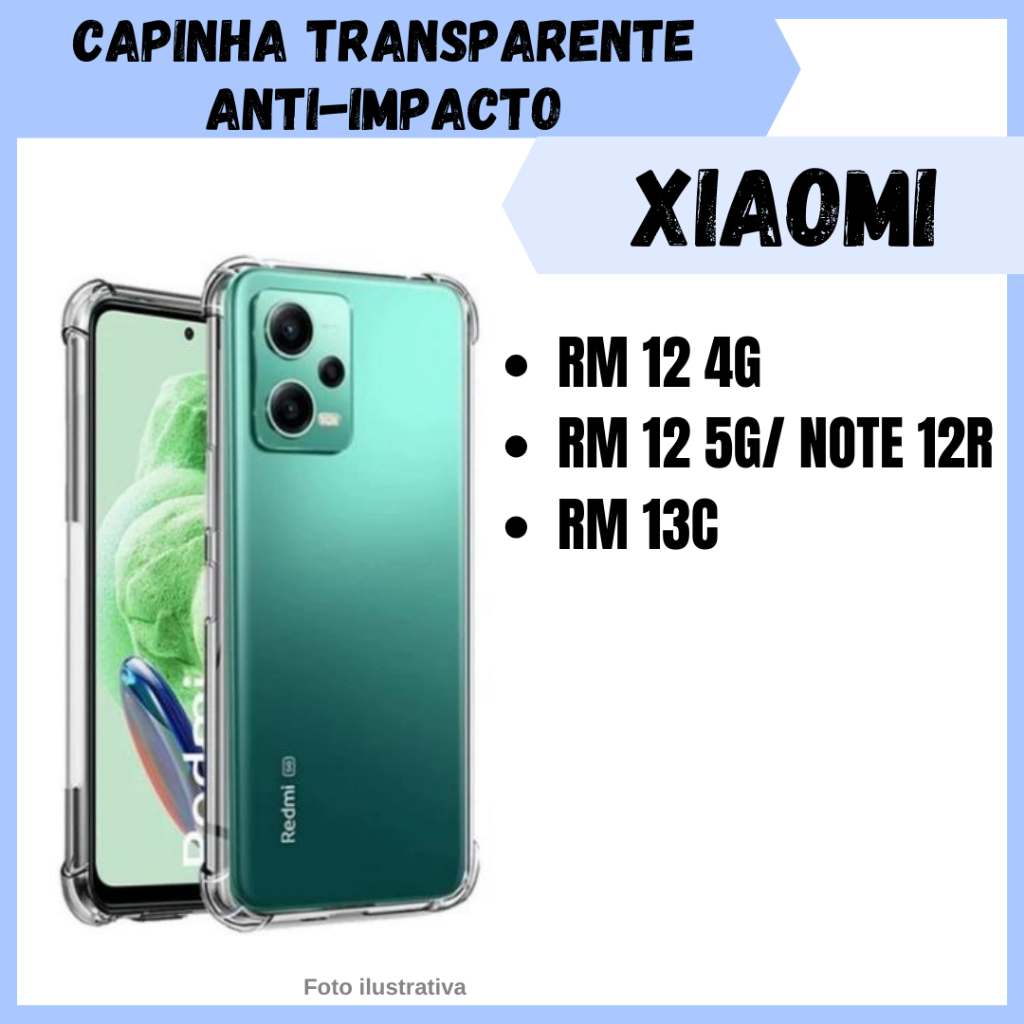 Capinha Transparente Anti Impacto Xiaomi Redmi 12 4G / Redmi 12 5G / Redmi 13C / Capa para ...