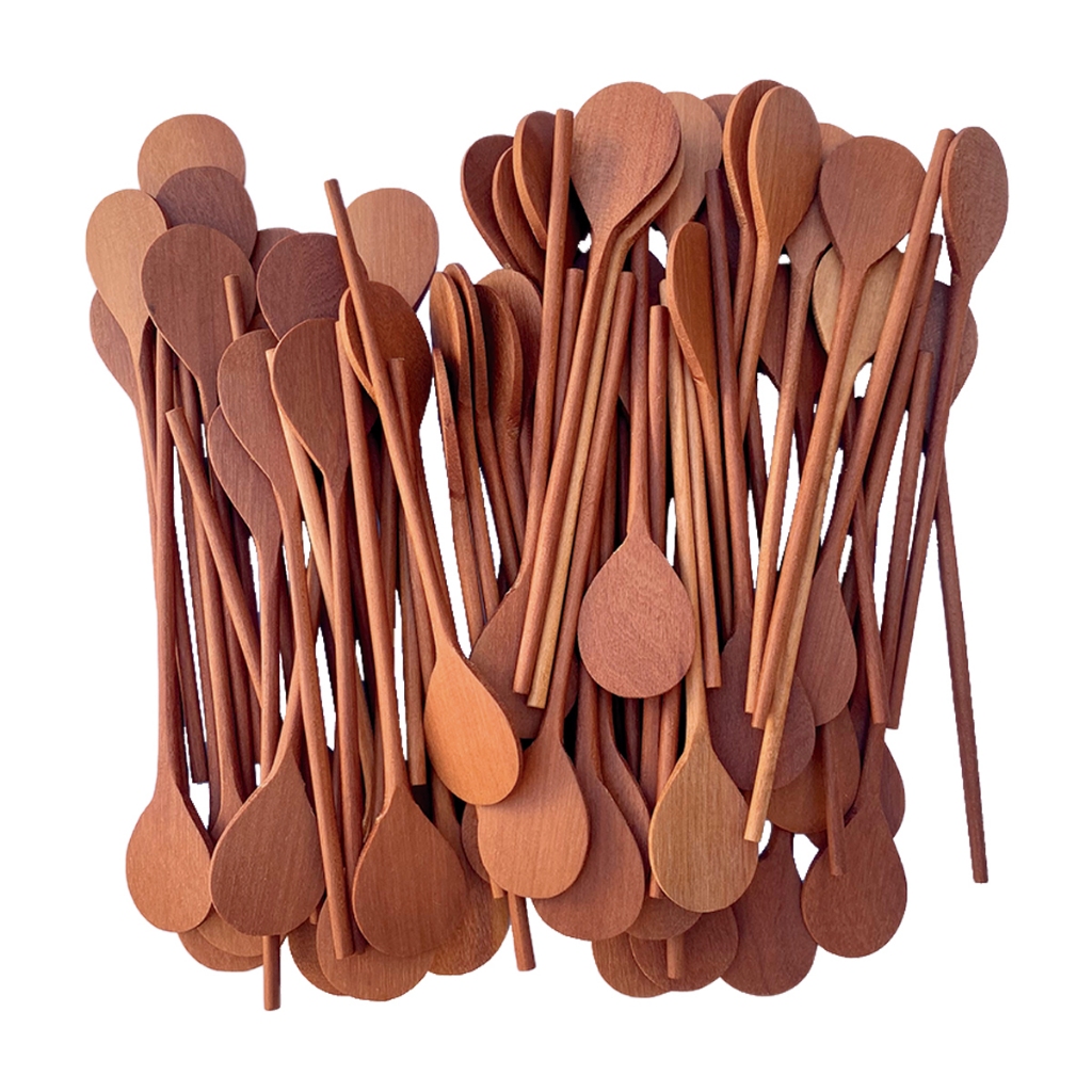 Kit 6 á 24 Colheres para suco 17cm pequena colheres de pau madeira ...