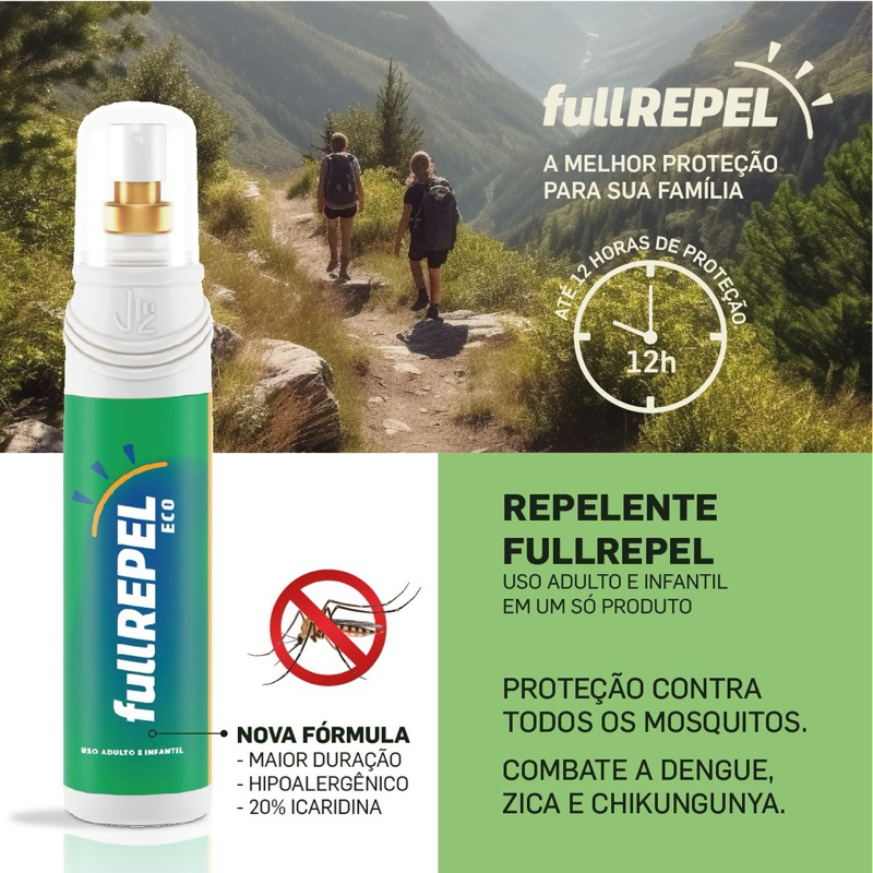 Repelente Spray Fullrepel com Icaridina 12 horas Adulto/ Infantil 100 ...