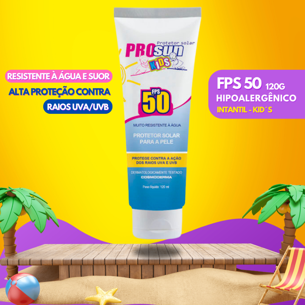 Protetor Solar Infantil FPS 50 120ml - Prosun Kids | Shopee Brasil