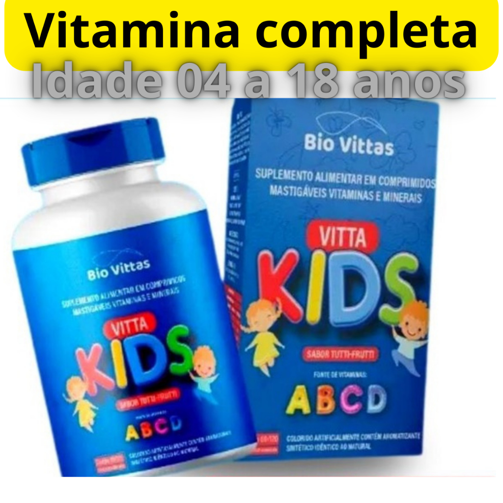 Vitamina Infantil Mastigável Vitta Kids - Sabor Tutti Frutti - completa ...