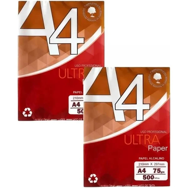 KIT C/6 Papel Sulfite 500 Folhas A4 Pacote 210m X 297mm Ultra Paper Cor ...