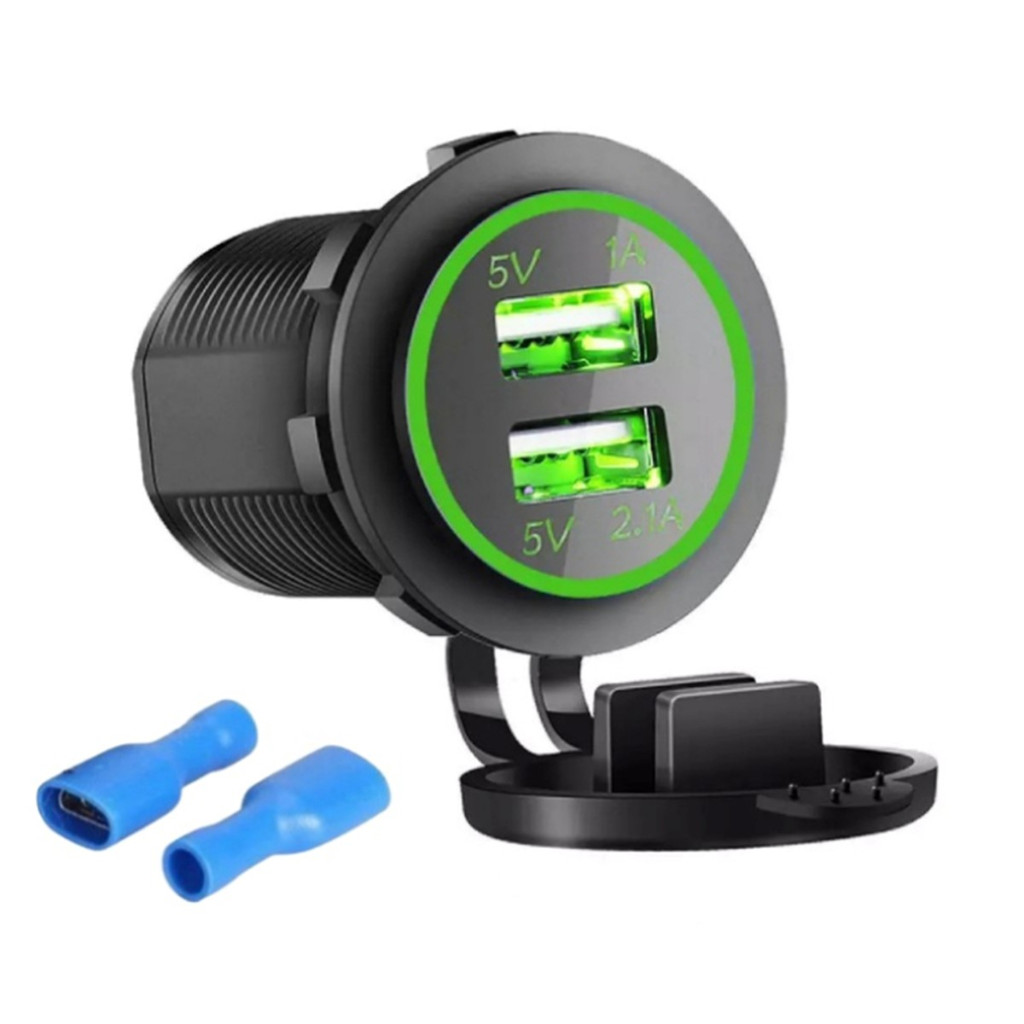 Tomada Usb 3.1a - 2 Saídas USB Carro Moto Caminhão Barco 12/24v ...