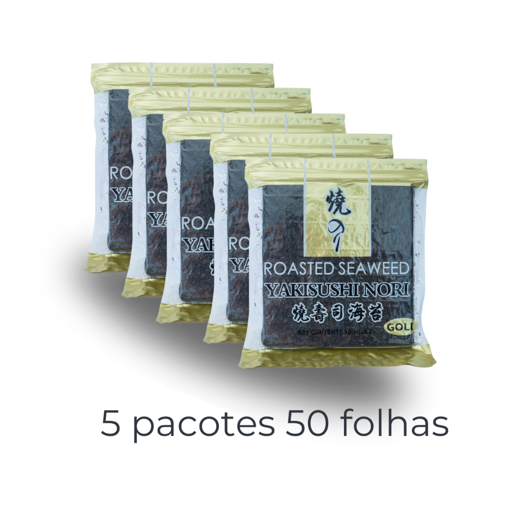 5 pcts Alga Nori Gold Premium Black 50 folhas 150g | Shopee Brasil