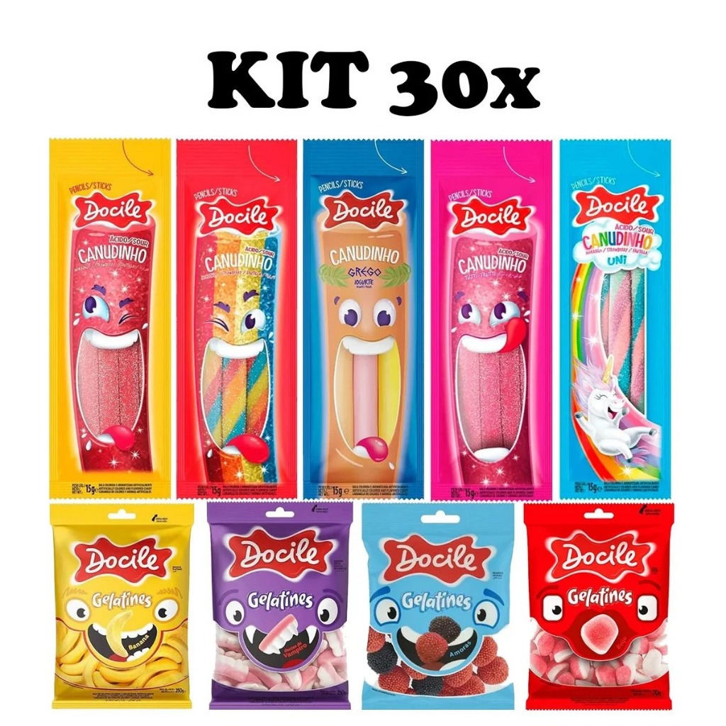 KIT 30 Un Docile 15g Sabores Variados - 450g | Shopee Brasil