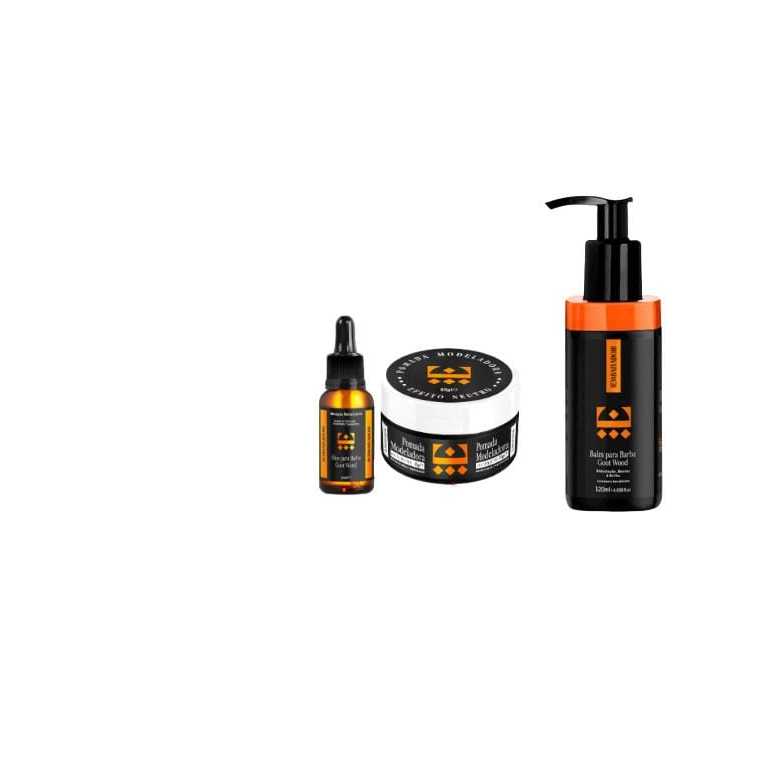 kit com uma pamada efeito neutro 85g + uma balm para barba goot wood ...