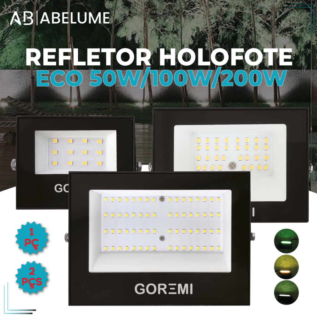 Holofote Refletor Led ECO Pro 200W Branco Frio 6500K (Luz Branca) Branco Quente (Luz Amarela ...