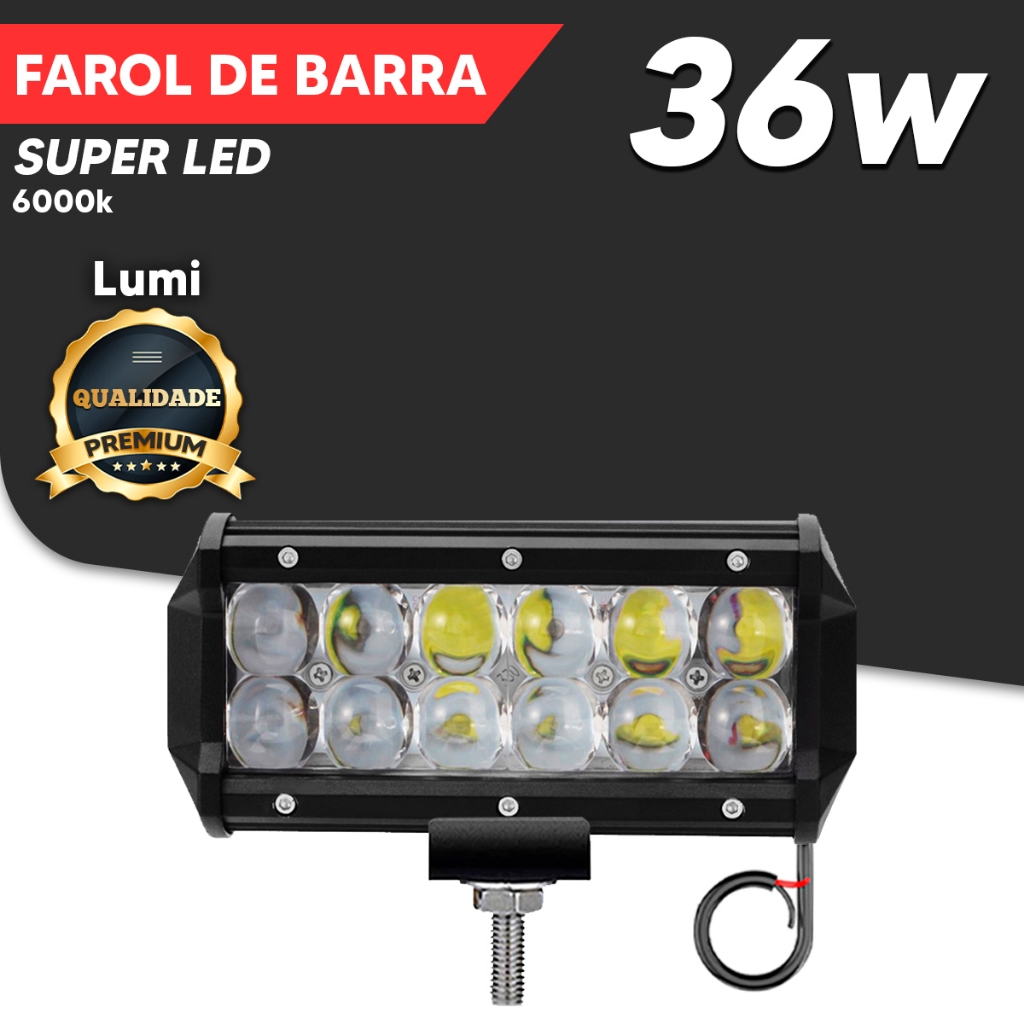 Farol De Barra Auxilar Super Led 12 12v-60v Off-road 36w | Shopee Brasil