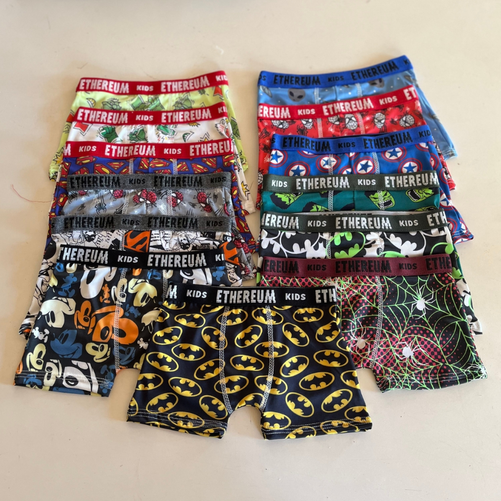 Kit 5 Cuecas Box Boxer Infantil Microfibra Cueca Ethereum Kids | Shopee ...