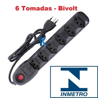 Filtro de linha / régua tripolar Megatron (INMETRO) - Bivolt 10A - 6 tomadas | Shopee Brasil