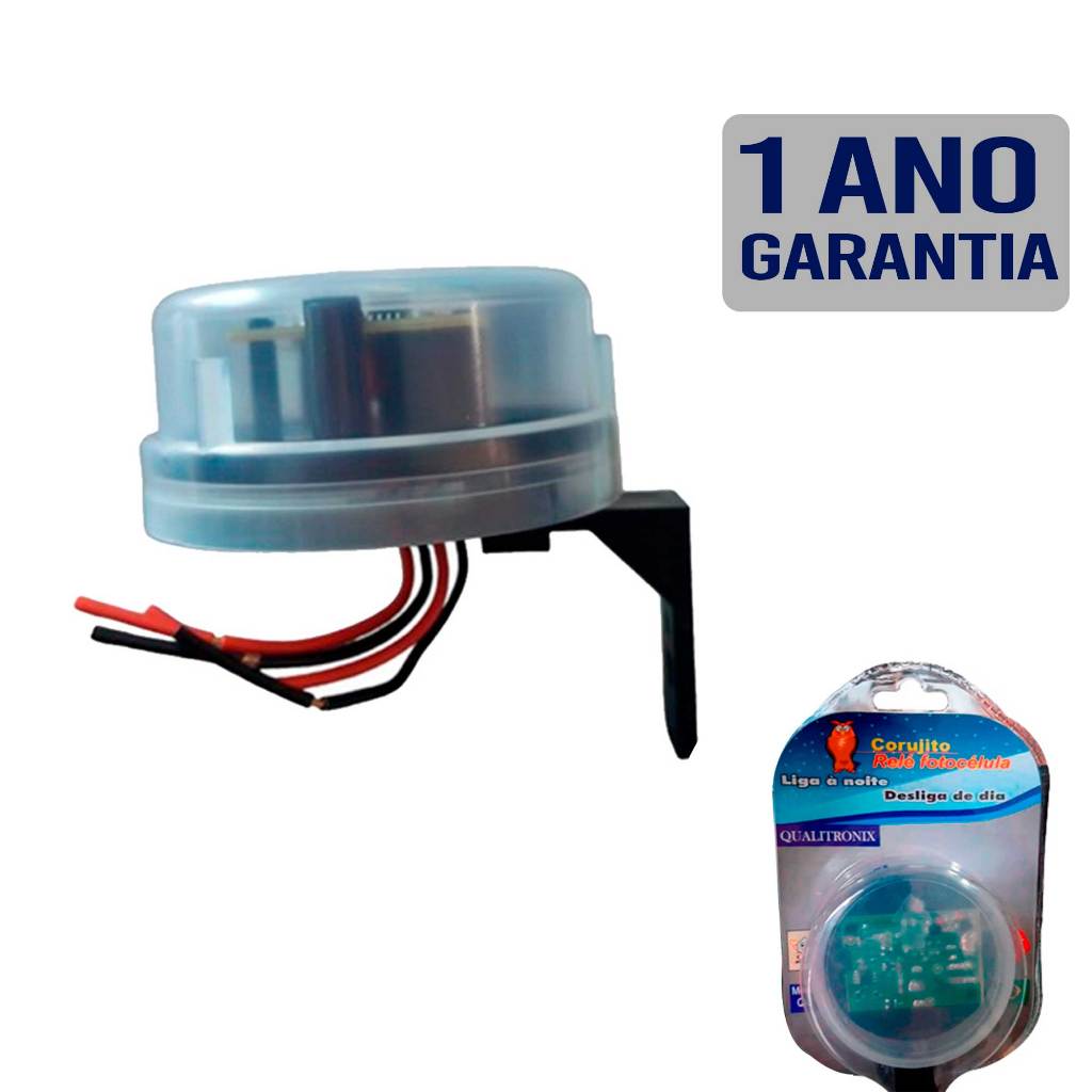 Rele Fotocélula Sensor Fotoelétrico Bivolt Com Suporte a prova de chuva ...