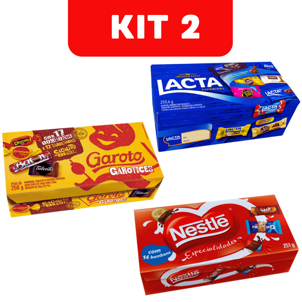 Bombom Nestlé Lacta Garoto Kit 2 Caixas 250g | Shopee Brasil