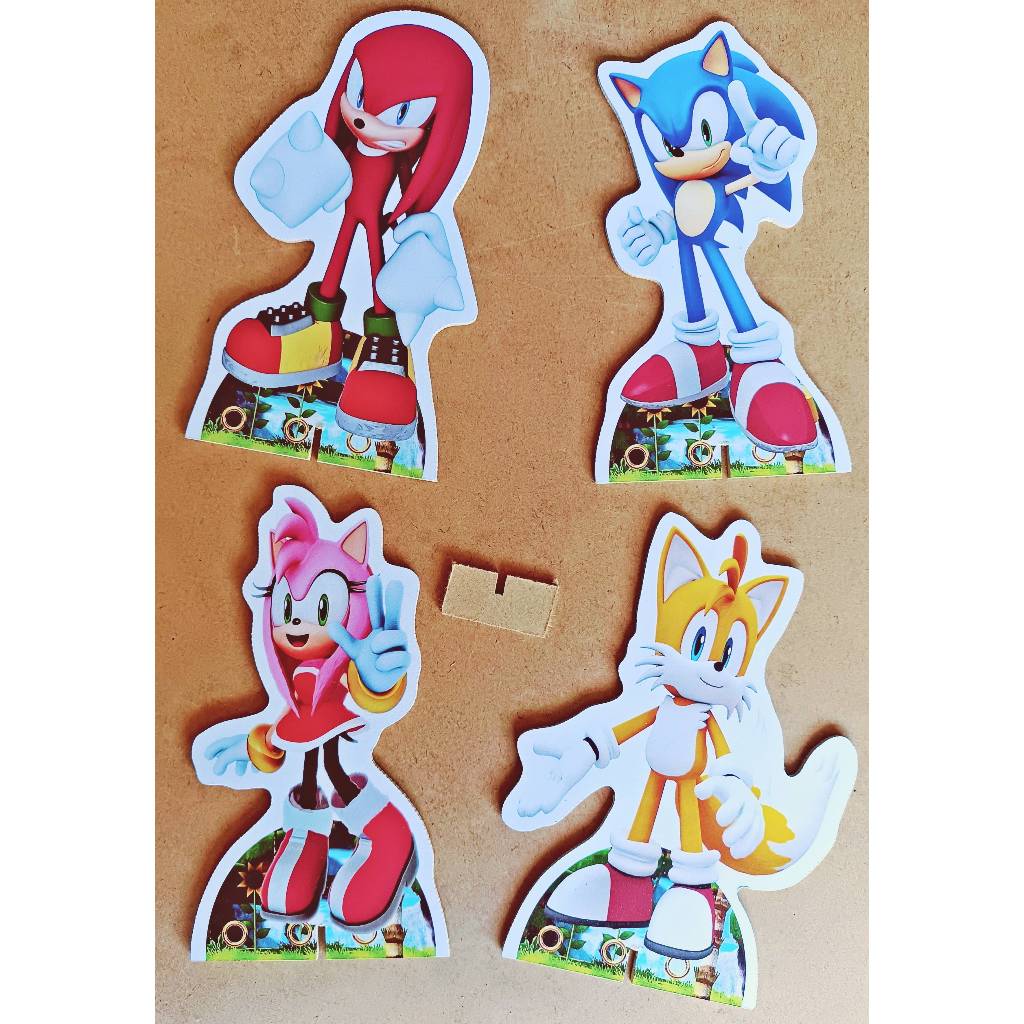 Kit 4 Display de mesa Sonic Novo 15 a 18 cm, decoração de festa totem ...
