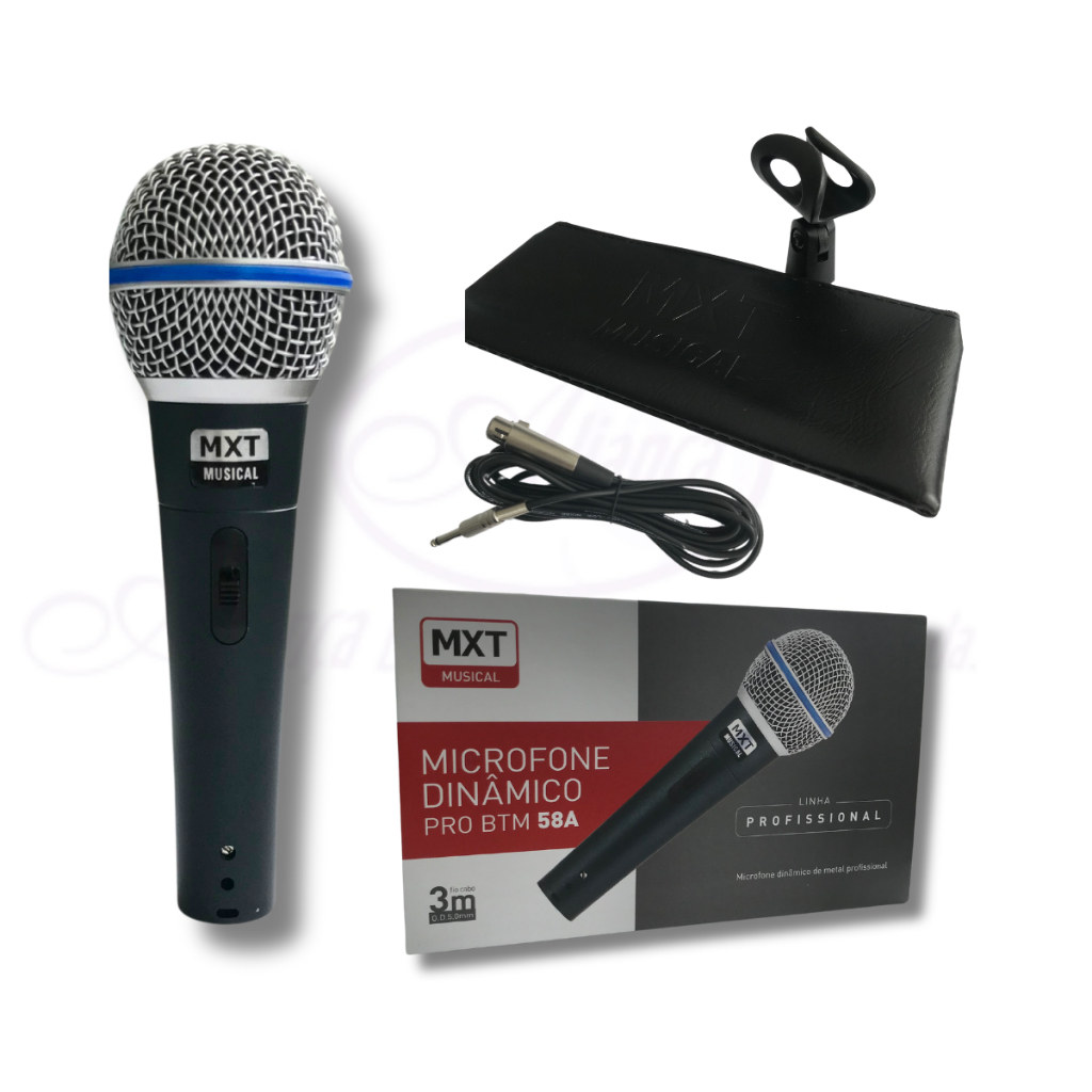Microfone Mxt Dinâmico Profissional BTM-58A com Cabo de 4,5 metros ...