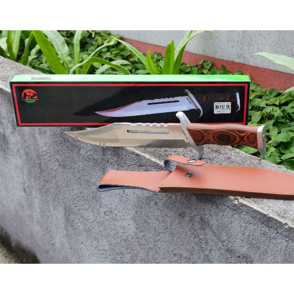 Faca Sobrevivencia,estilo Rambo + Bainha Couro Detalhada Robusta ...