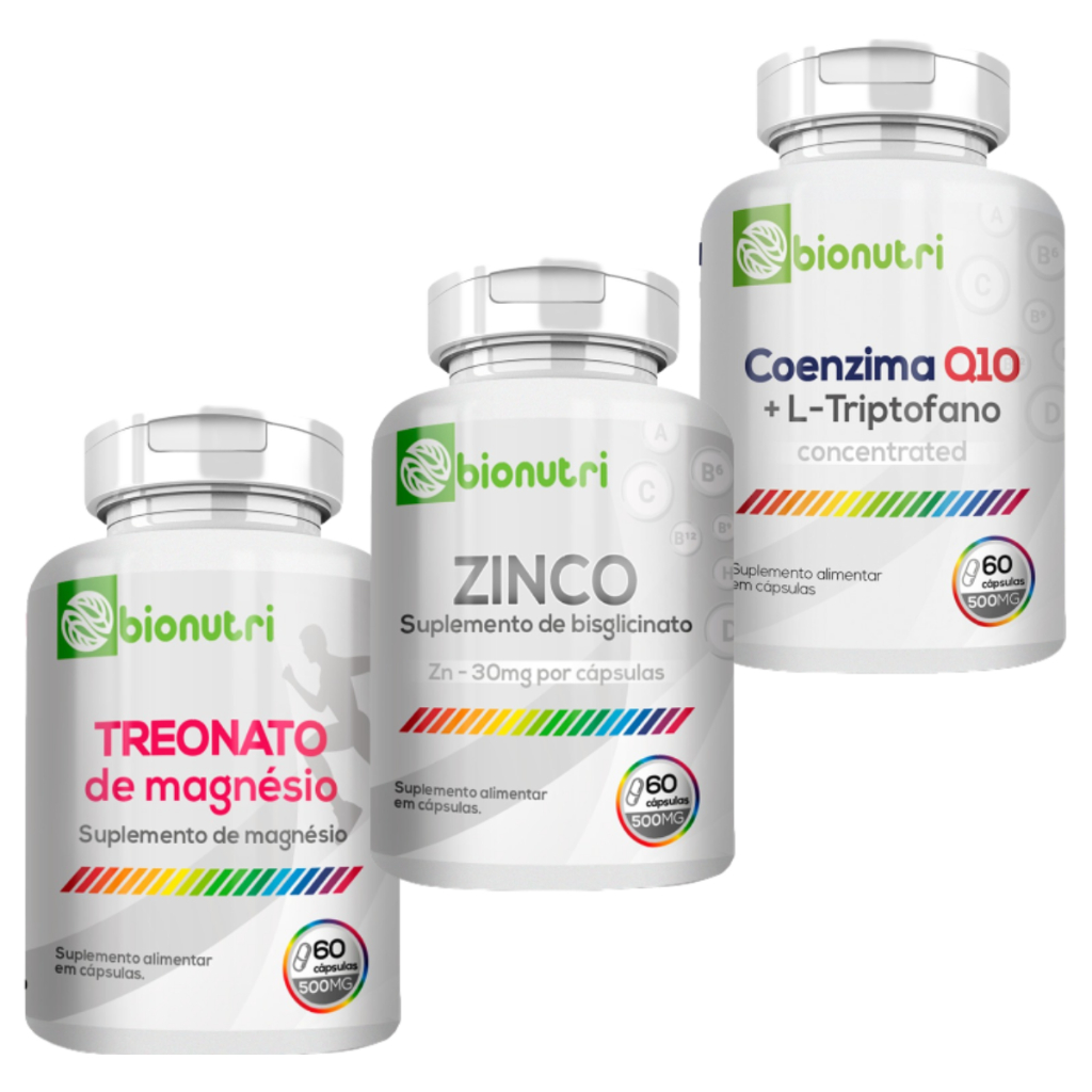 Kit Coenzima Q10 + Magnésio L Treonato + Zinco Suplemento Vitamina Saude | Shopee Brasil