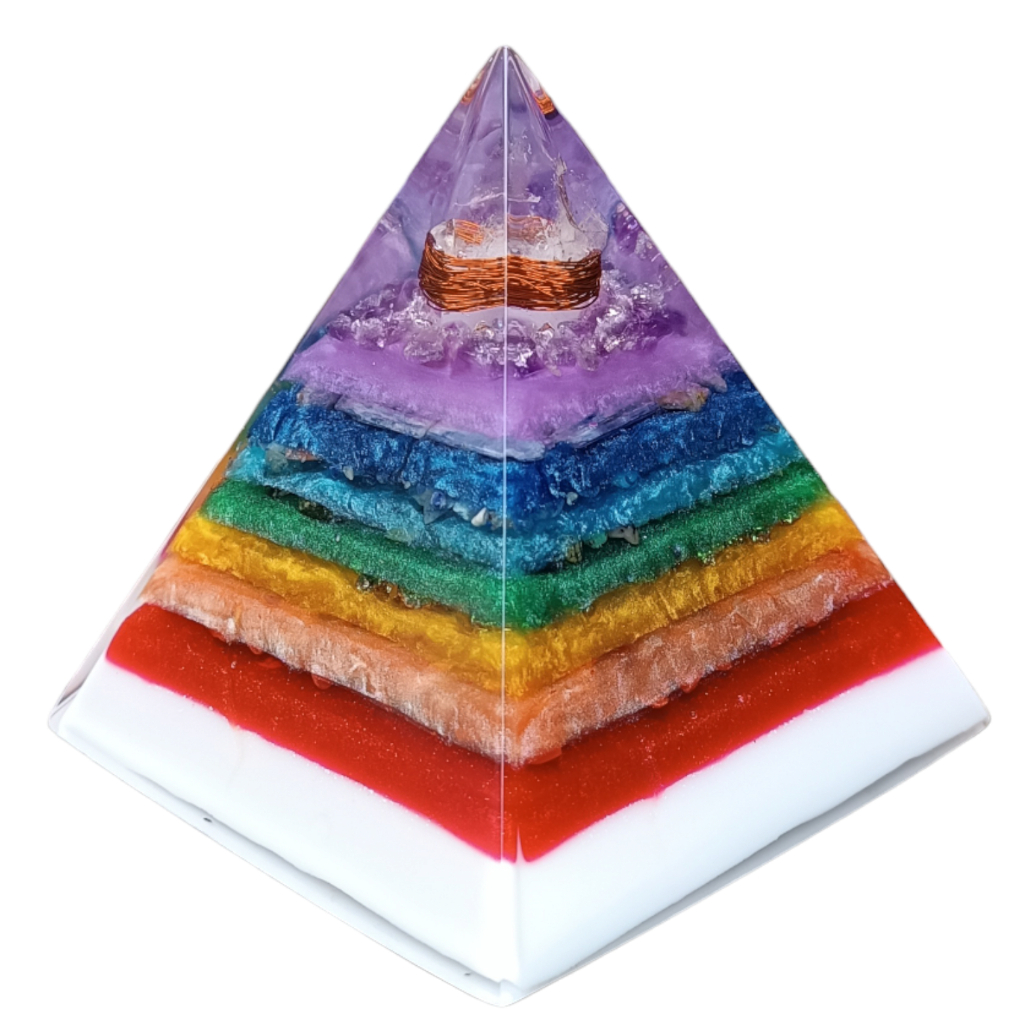 Pirâmide Orgonite 7 Chakras Equilíbrio Energético Proteção Energética ...