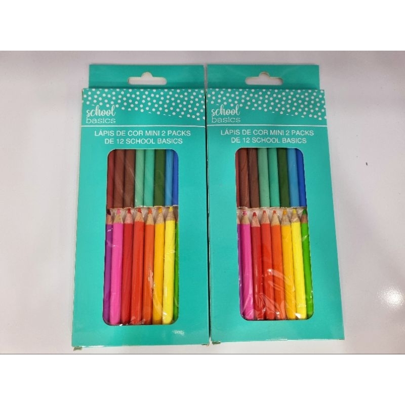 Lápis de Cor Mini 24 Cores School Basics / Pré Escola / Lápis de Cor ...
