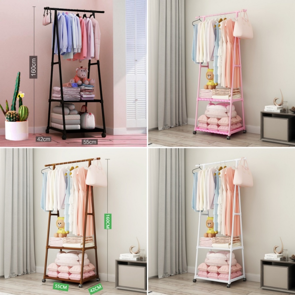 Estante Organizador de Roupas Cabideiro Sapateira Estante de Chão ...