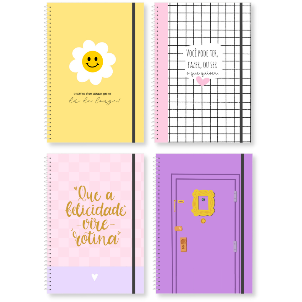 Caderno A5 Color Capa Dura Espiral 80Folhas com Elástico - Erudittas ...