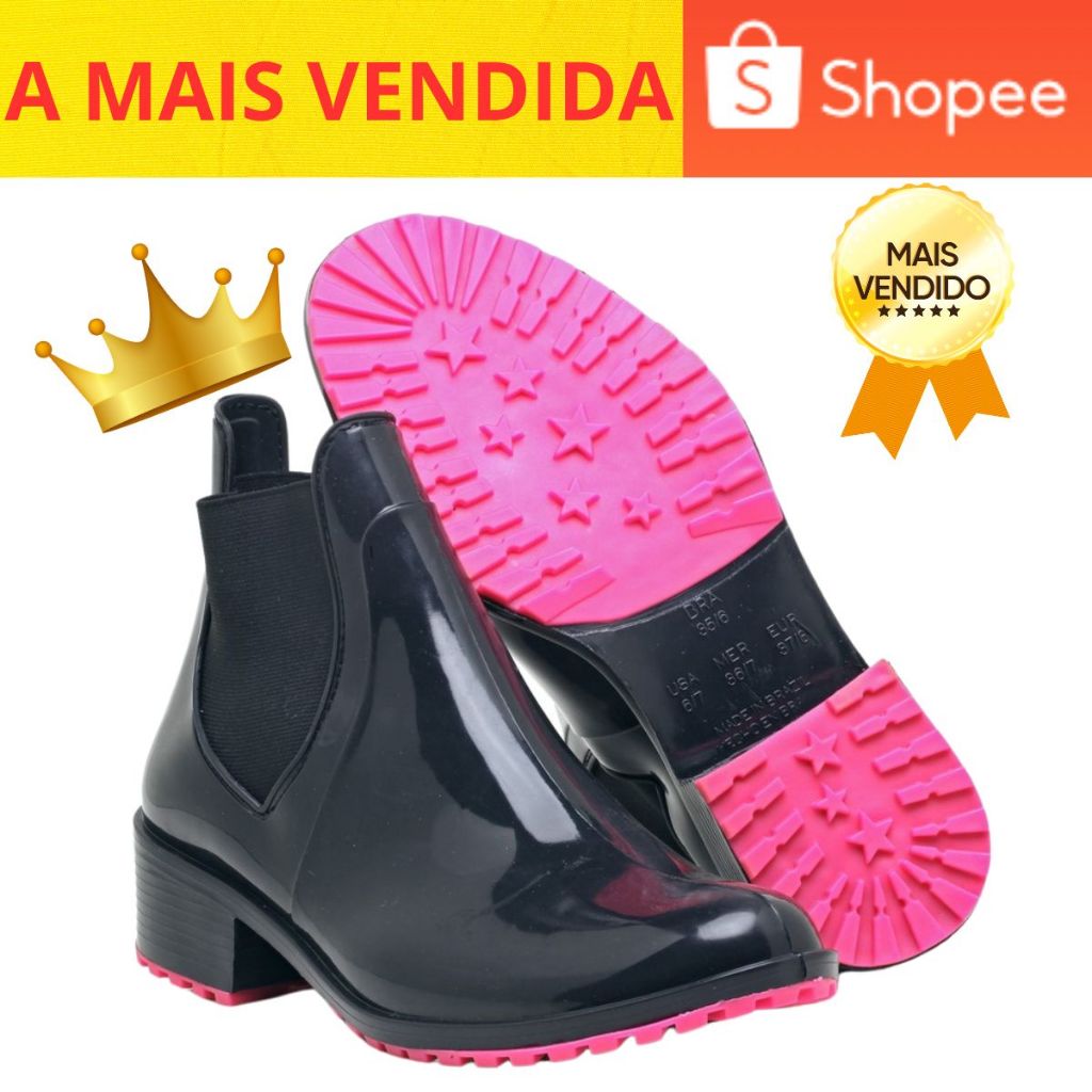 Bota Feminina Impermeável Da Moda Sola Antiderrapante Modelo Novo ...
