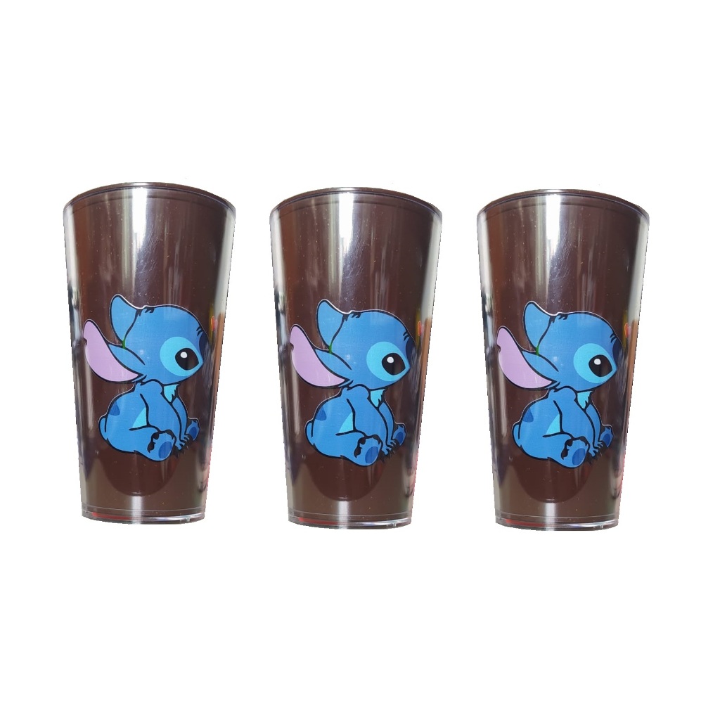 Copos Tema Stitch Ohara Parede Dupla Cristal com Marrom 500 ml | Shopee ...