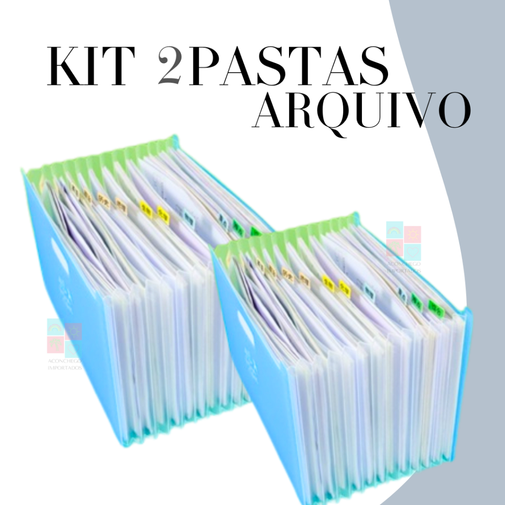 Pastas Arquivo com Divisorias Kit Com 2 Pastas Sanfonada Documentos ...