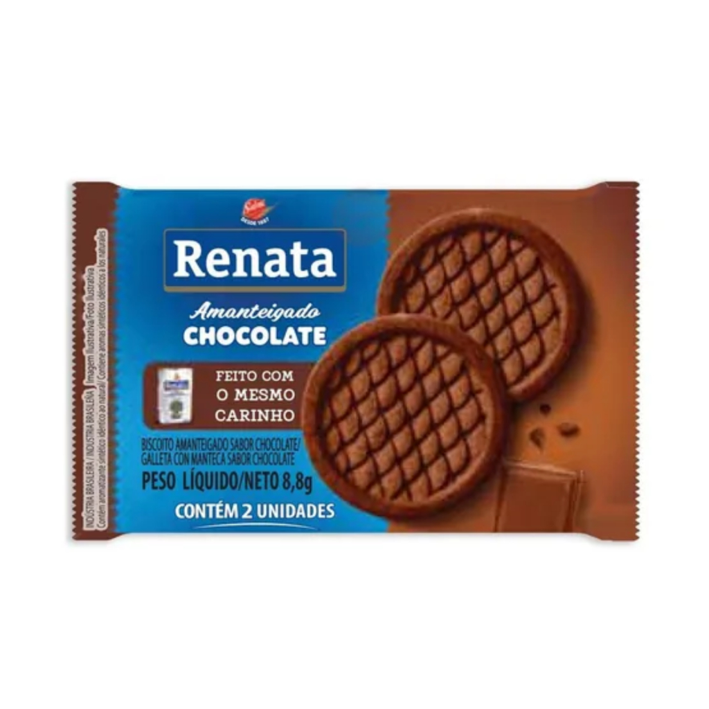 Biscoito Renata Amanteigado Chocolate Sachê 9g Pacote 35 Unidades ...