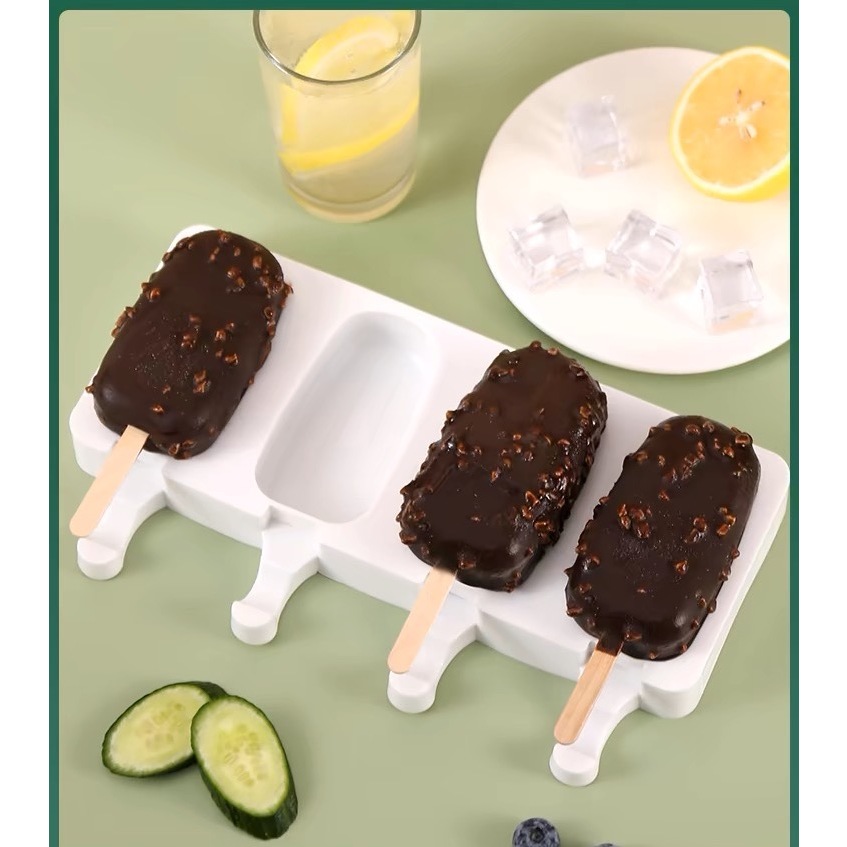 Forma Para Sorvete Magnum Picolé Silicone 4 Cavidades Acompanha 50 ...