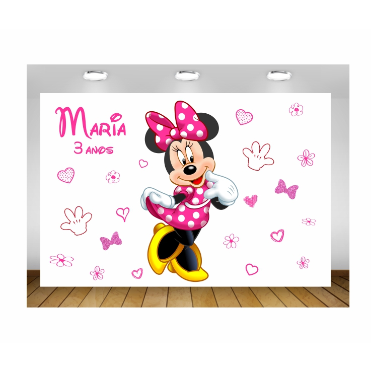 Painel de Festa Minnie Mouse Vermelha Painel de Lona Minnie Mouse ...