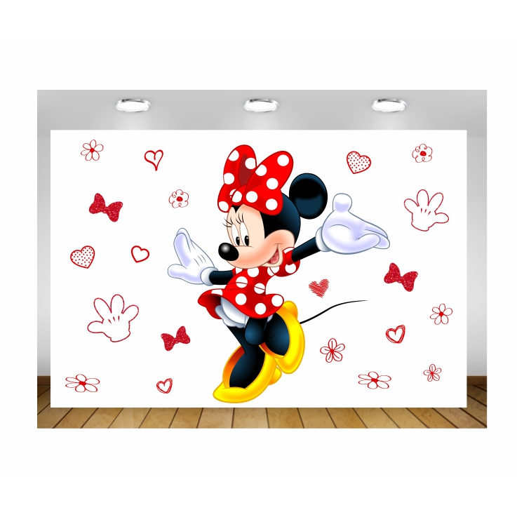 Painel de Festa Minnie Mouse Vermelha Painel de Lona Minnie Mouse ...